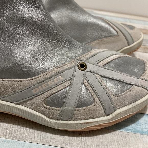 Diesel | Shoes | Y2k Diesel Metallic Silver Boots | Poshmark